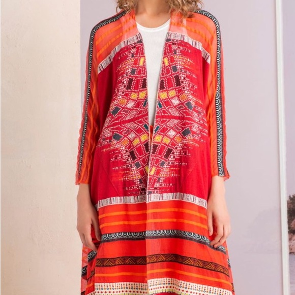 IVKO | Kimonos & Yukatas | Ivko Sundance Geometric Long Cardigan Linen Open Kimono Duster Front ...